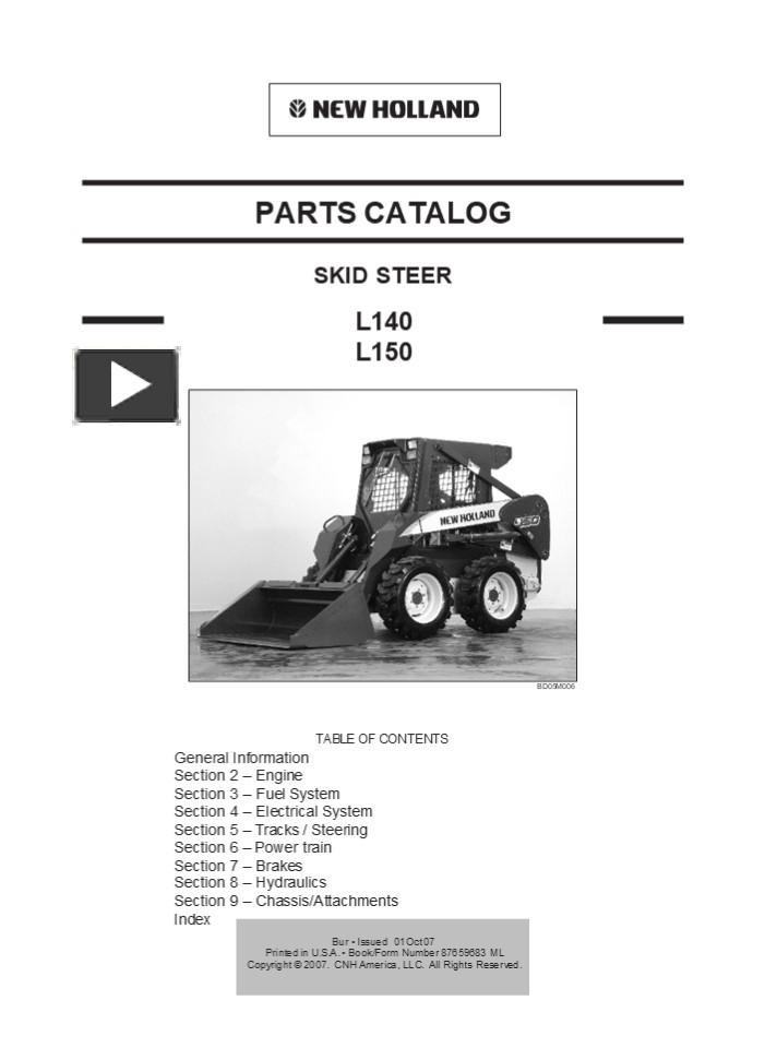 PPT – New Holland L140 L150 Skid Steer Loader Parts Catalogue Manual ...
