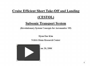 Cruise Efficient Short TakeOff and Landing presentation | free to view