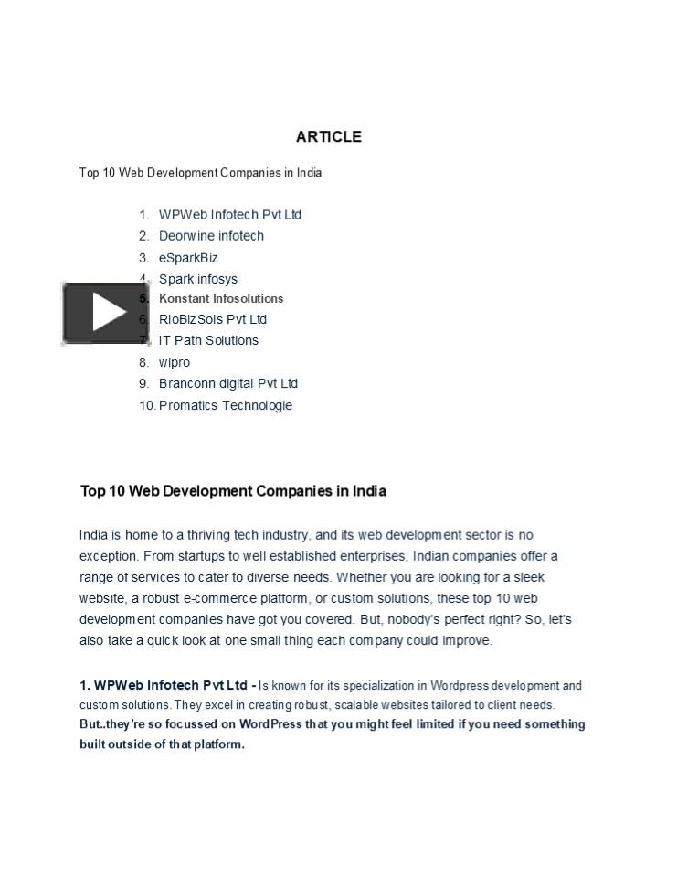 PPT – Top 10 Website Development Agency In India. PowerPoint ...