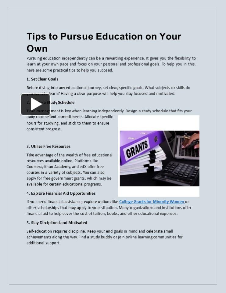 PPT – Tips to Pursue Education on Your Own PowerPoint presentation ...