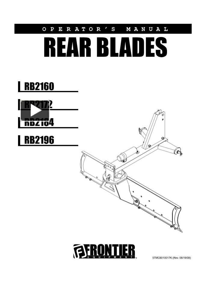 John Deere RB2160 Rear Blades Operator’s Manual Instant Download ...