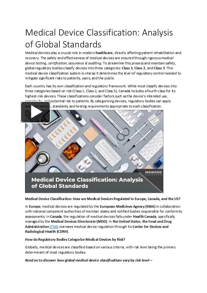 PPT – Medical Device Classification: Analysis of Global Standards ...