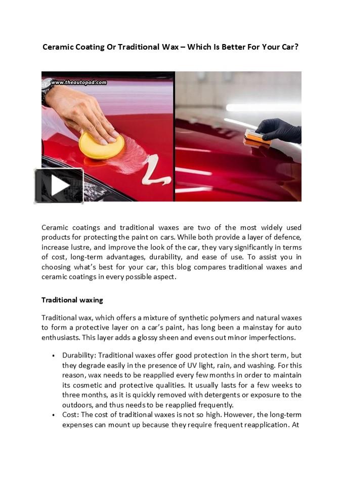 PPT – Ceramic Coating Or Traditional Wax – Which Is Better For Your Car ...