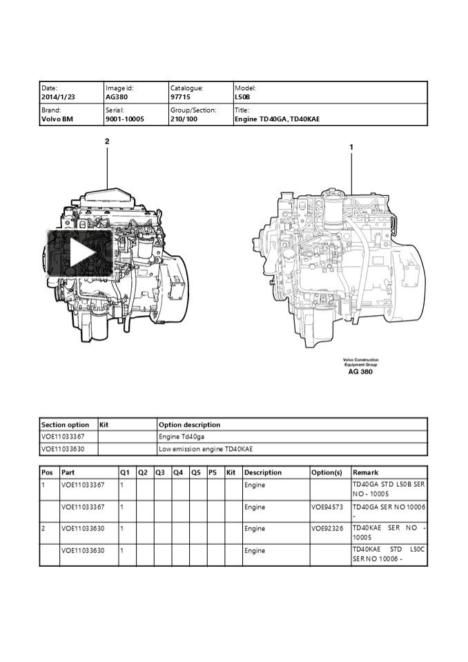 Volvo BM L50B Wheel Loader Parts Catalogue Manual Instant Download (SN ...