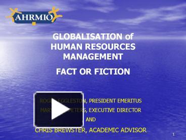 GLOBALISATION of HUMAN RESOURCES MANAGEMENT presentation | free to view