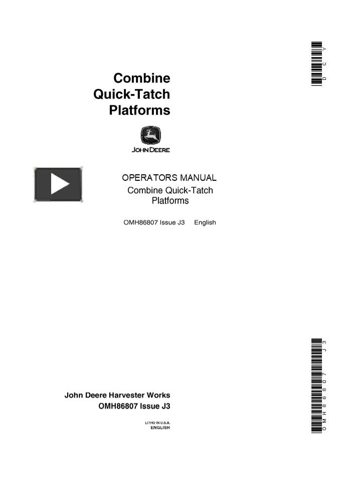 PPT – John Deere Combine Quick-Tatch Platforms Operator’s Manual ...