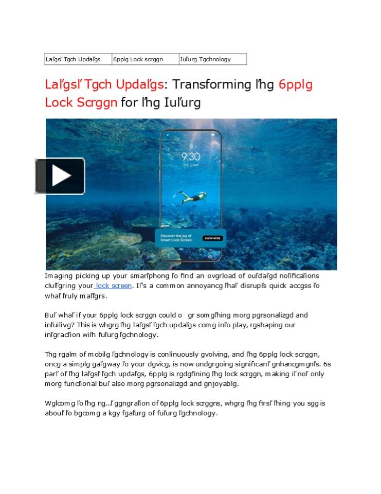 Latest Tech Updates: Transforming the Apple Lock Screen for the Future ...