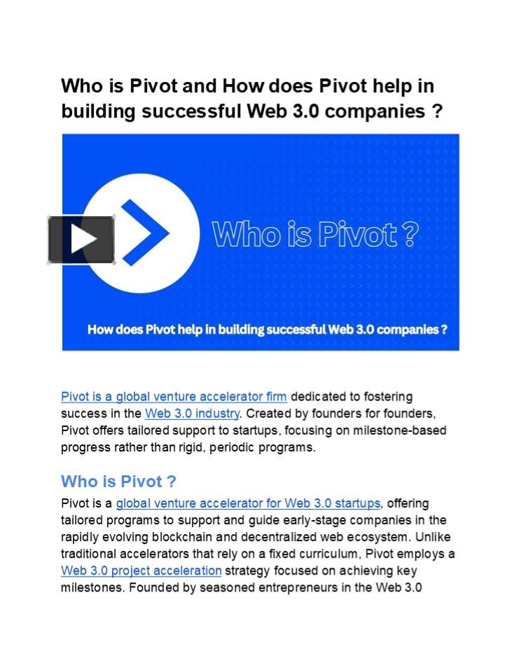 PPT – Who is Pivot and How does Pivot help in building successful Web 3 ...