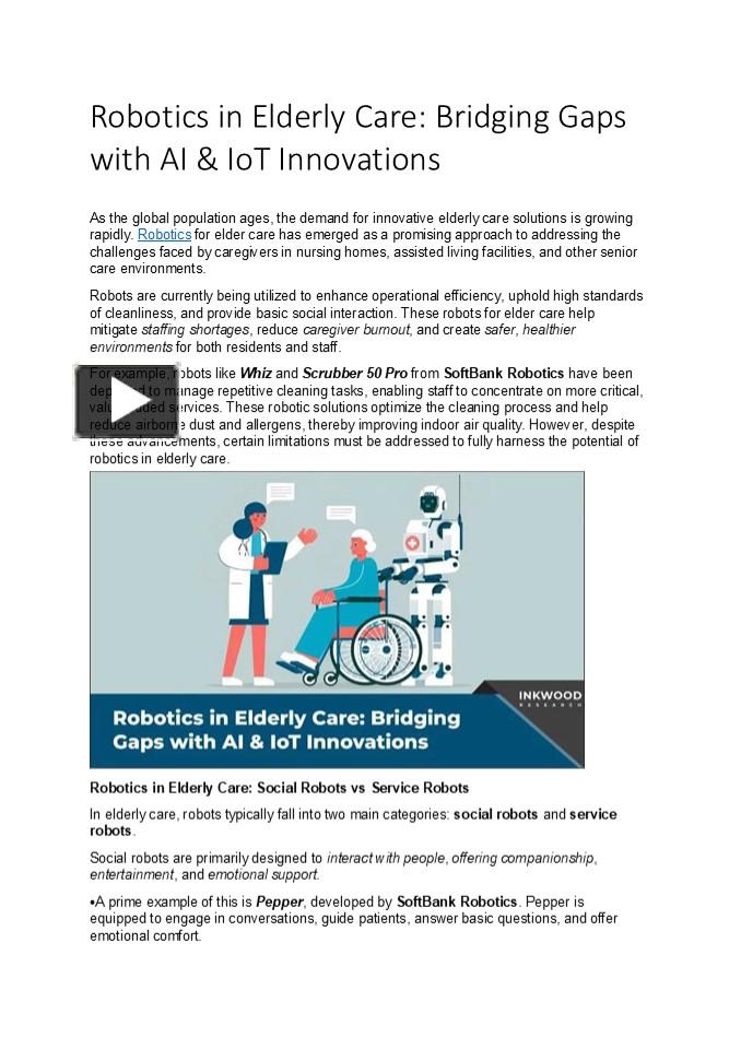 Robotics in Elderly Care: Bridging Gaps with AI & IoT Innovations ...