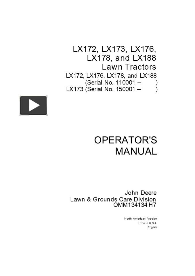 PPT – John Deere LX176 Lawn Tractors Operator’s Manual Instant Download ...