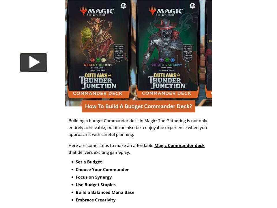 PPT – How To Build A Budget Commander Deck? PowerPoint presentation ...
