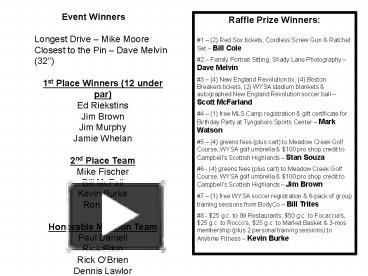 Raffle Prize Winners: presentation | free to view