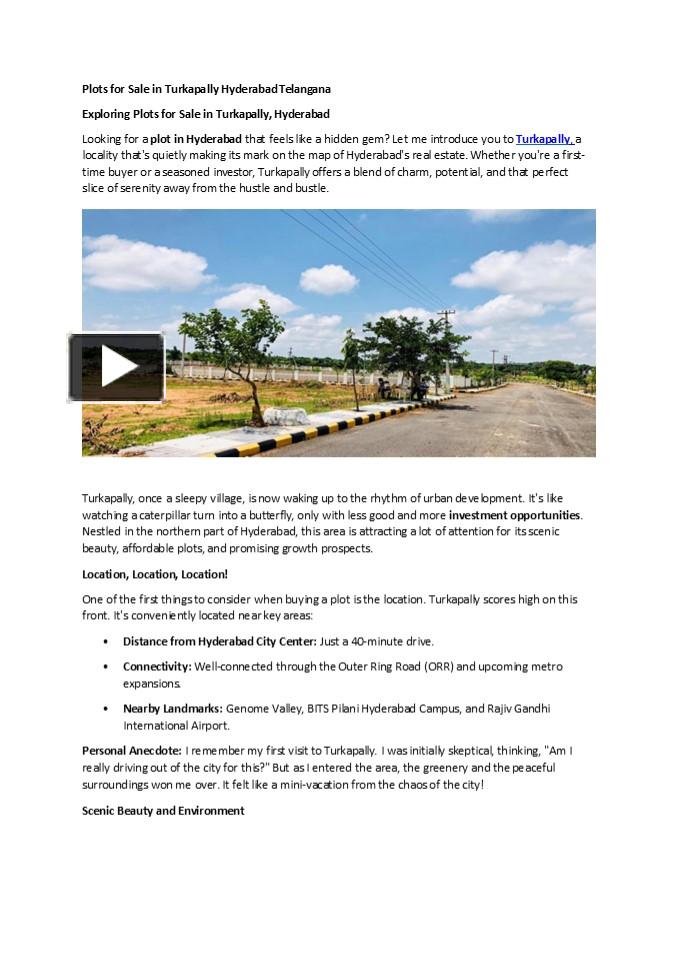 PPT – Plots for Sale in Turkapally Hyderabad Telangana (1) PowerPoint ...