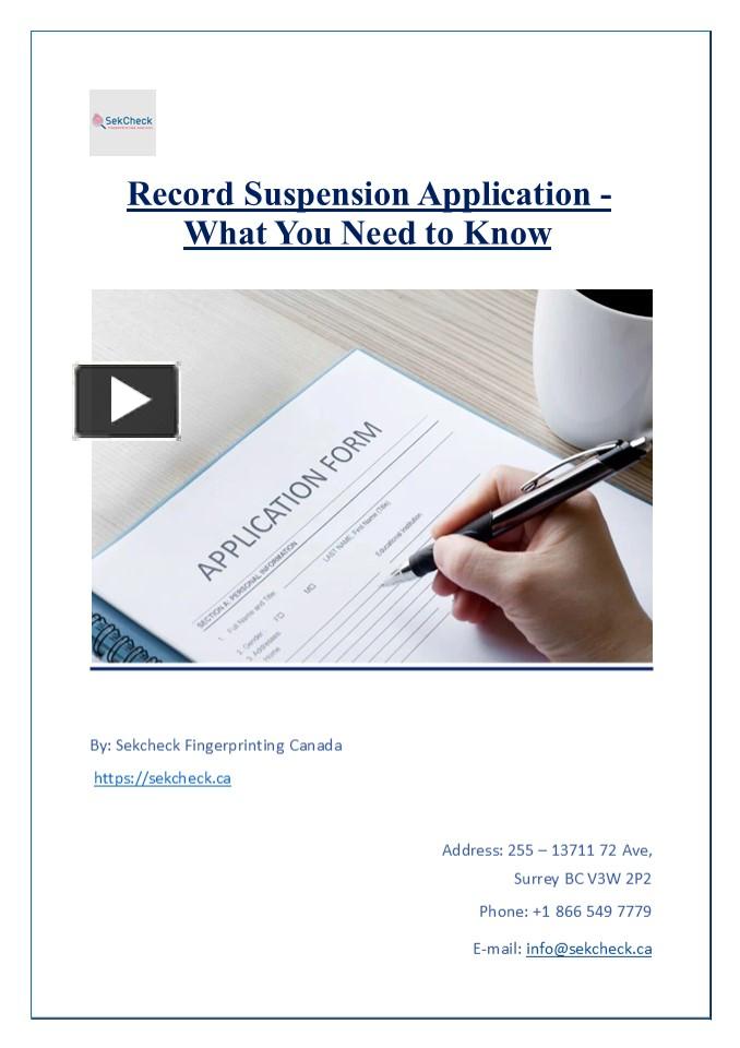 Record Suspension Application - What You Need to Know presentation ...