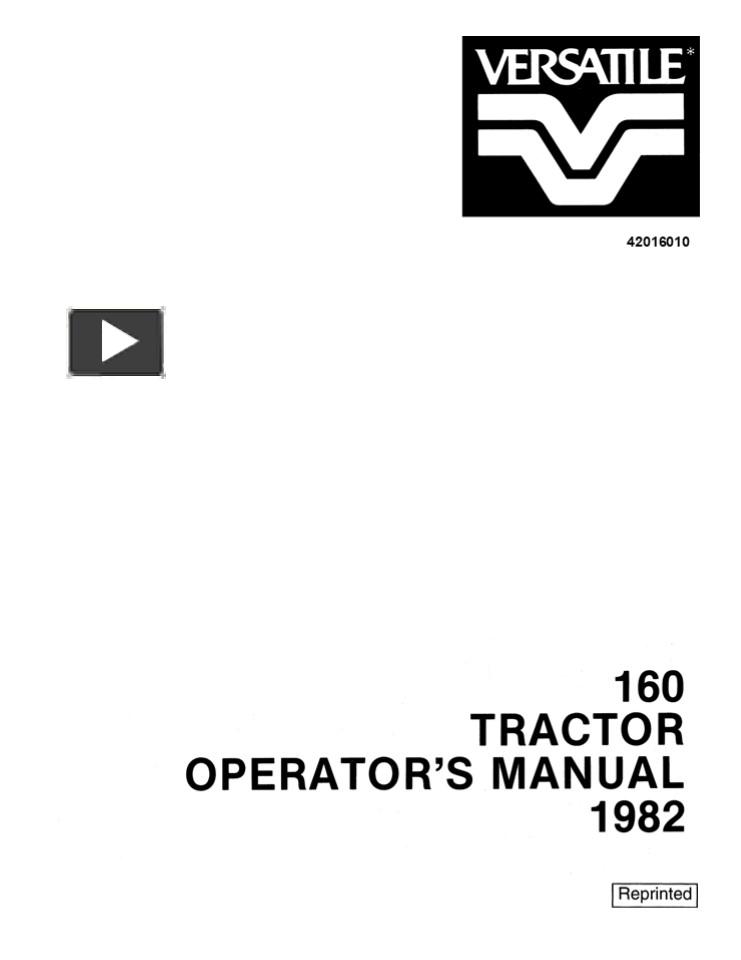 Versatile 160 Tractor Operator’s Manual Instant Download (Publication ...