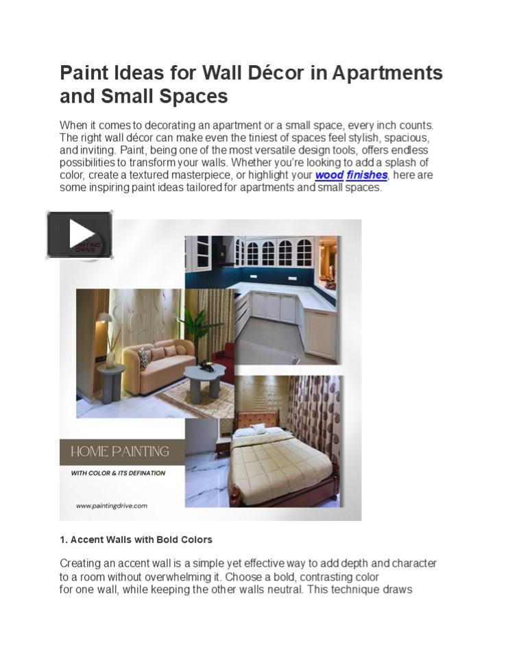 PPT – Creative Wall Paint Ideas for Studio Apartments PowerPoint ...