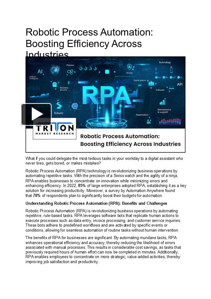 Robotic Process Automation: Boosting Efficiency Across Industries ...