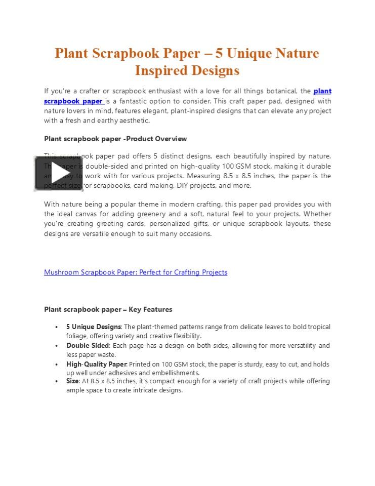 PPT – Plant Scrapbook Paper – 5 Unique Nature Inspired Designs ...