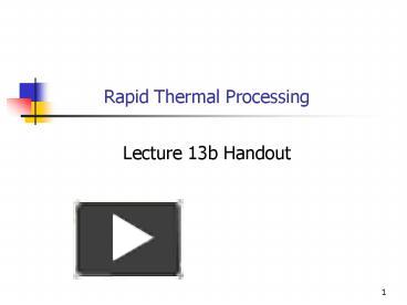 PPT – Rapid Thermal Processing PowerPoint presentation | free to view ...