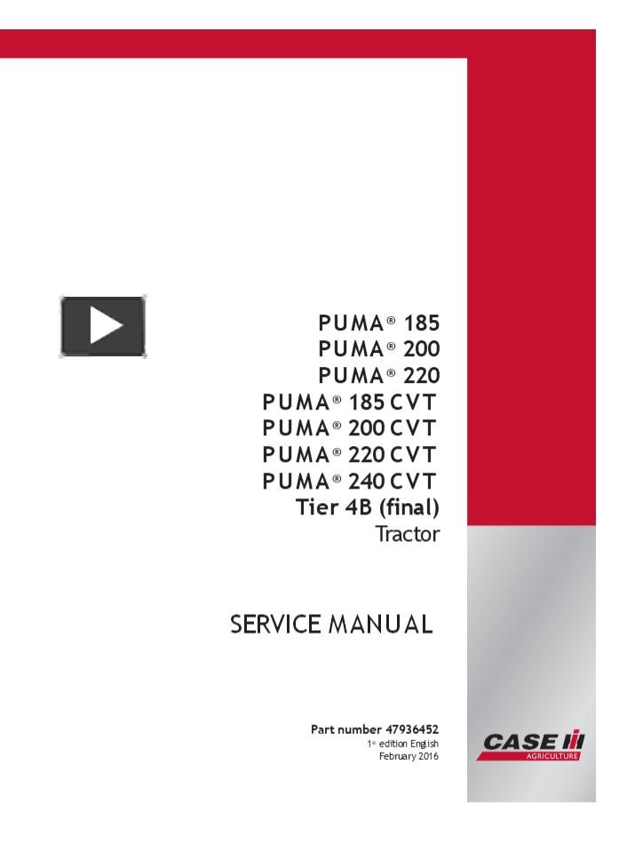 CASE IH PUMA 200 CVT Tier 4B (final) Tractor Service Repair Manual ...