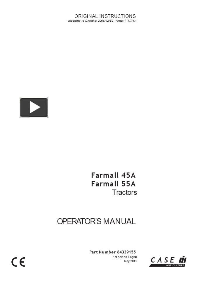 Case IH Farmall 45A Farmall 55A Tractors Operator’s Manual Instant ...