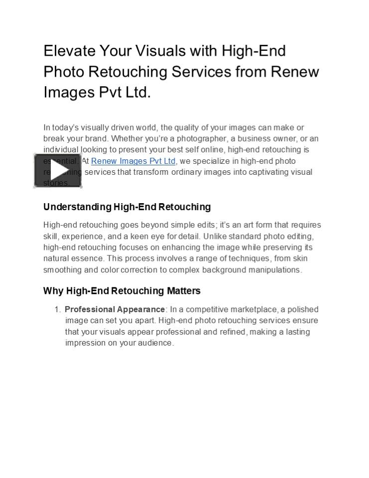 Elevate Your Visuals with High-End Photo Retouching Services from Renew ...