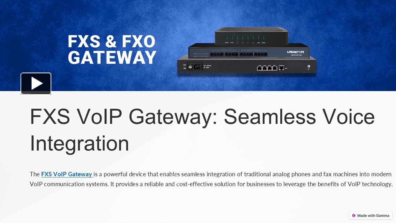 PPT – FXS VoIP Gateway | UBIQCOM PowerPoint presentation | free to ...