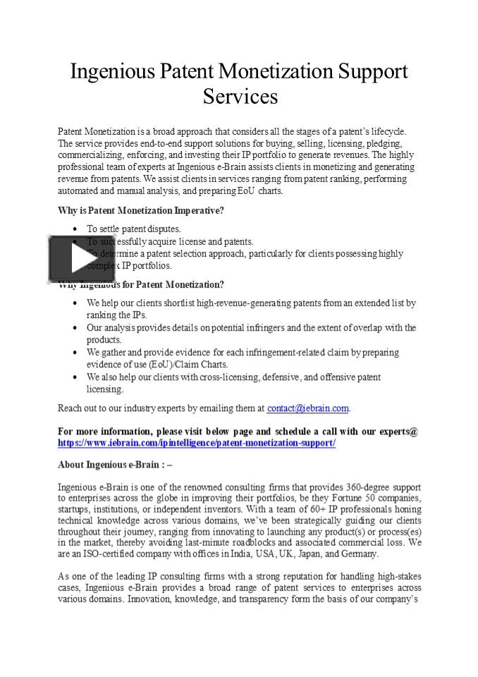 Patent Monetization (11) presentation | free to download