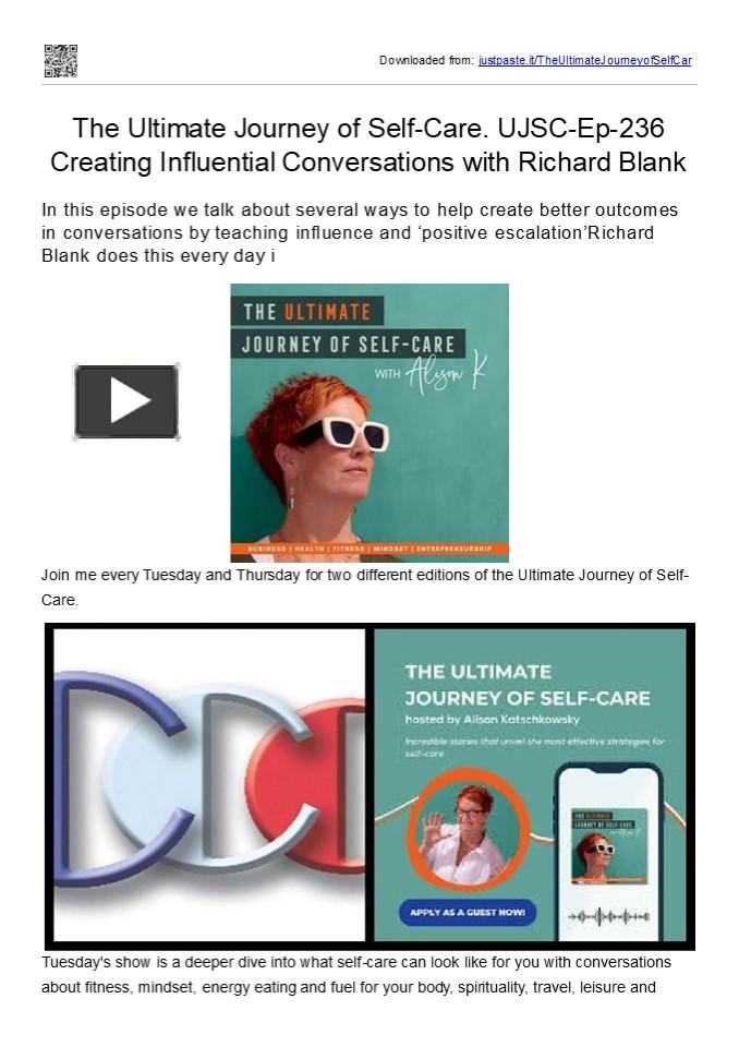 PPT – The Ultimate Journey of Self-Care. UJSC-Ep-236 Creating ...