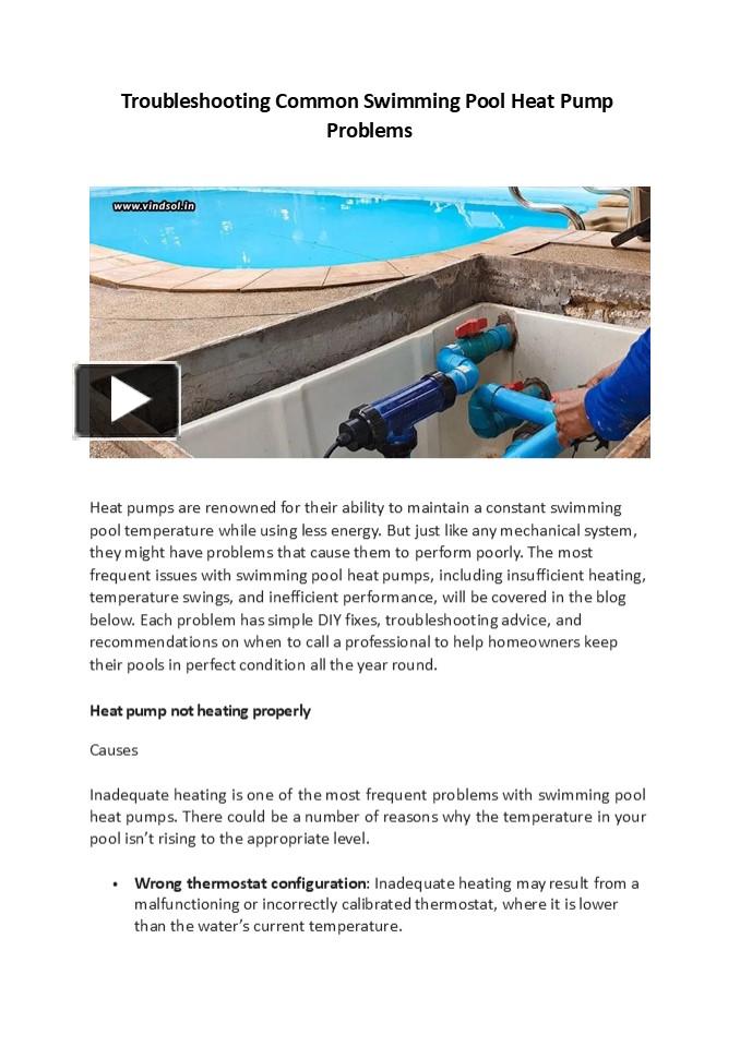 PPT – Troubleshooting Common Swimming Pool Heat Pump Problems ...