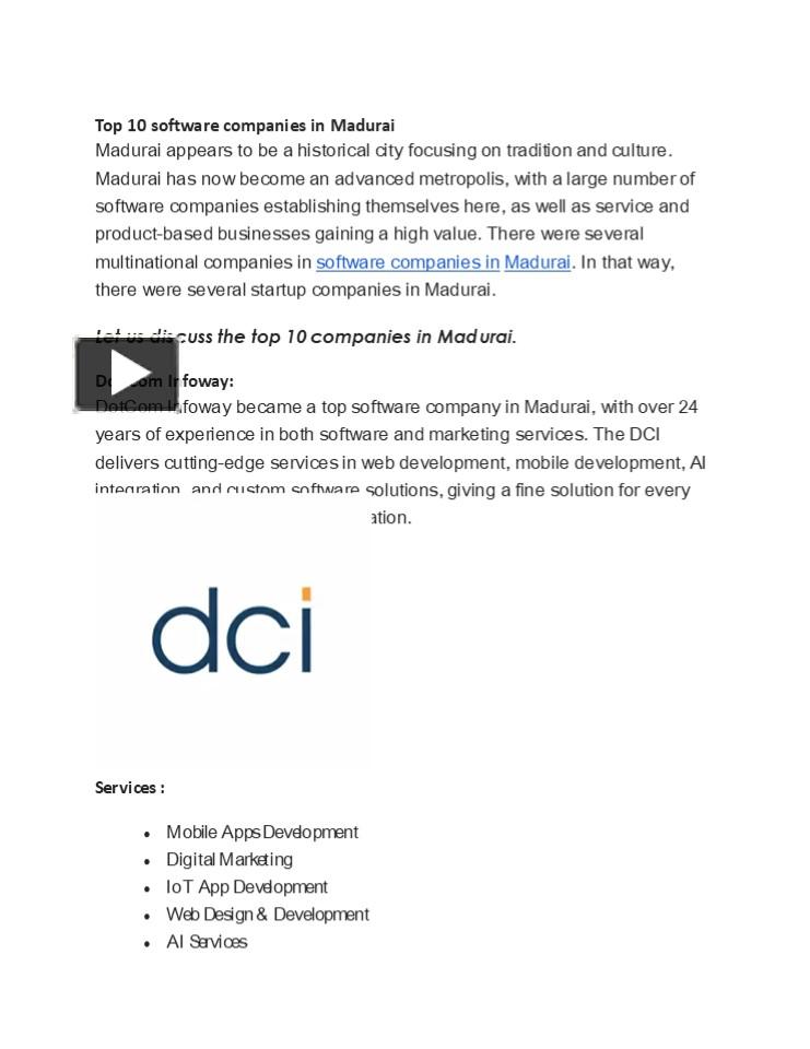 PPT – Top 10 software companies in Madurai PowerPoint presentation ...