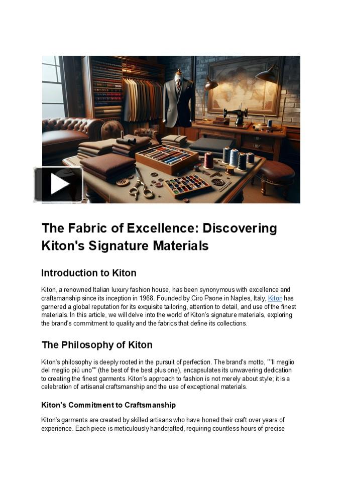 PPT – The Fabric of Excellence: Discovering Kiton's Signature Materials ...