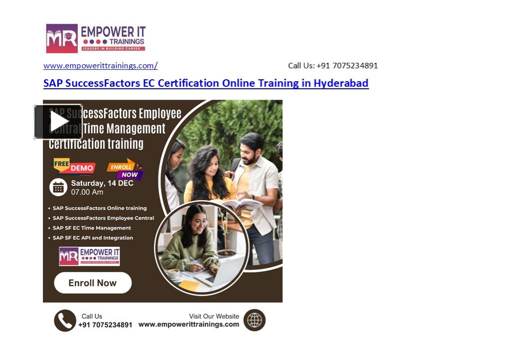 SAP SuccessFactors EC Certification Online Training in Hyderabad ...