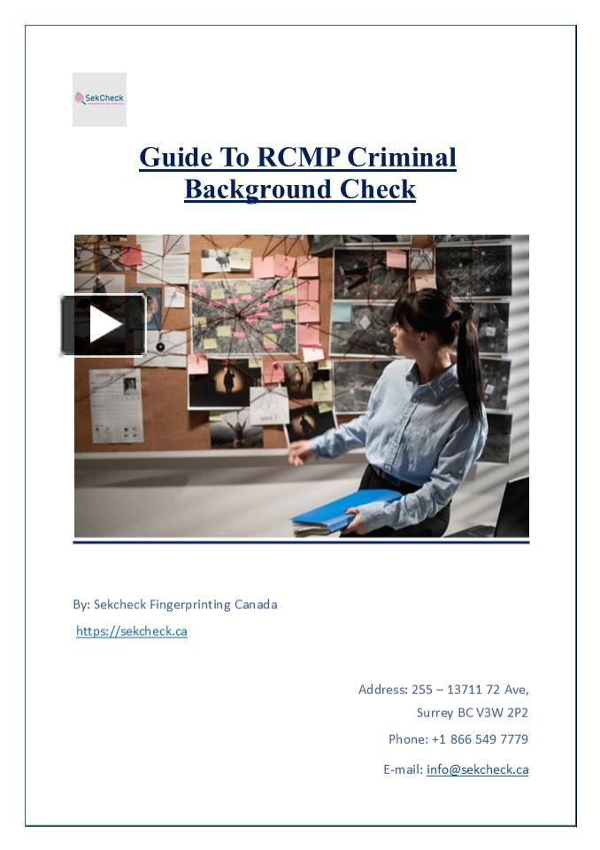 Guide To RCMP Criminal Background Check presentation | free to download