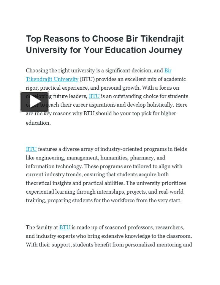 PPT – Top Reasons to Choose Bir Tikendrajit University for Your ...