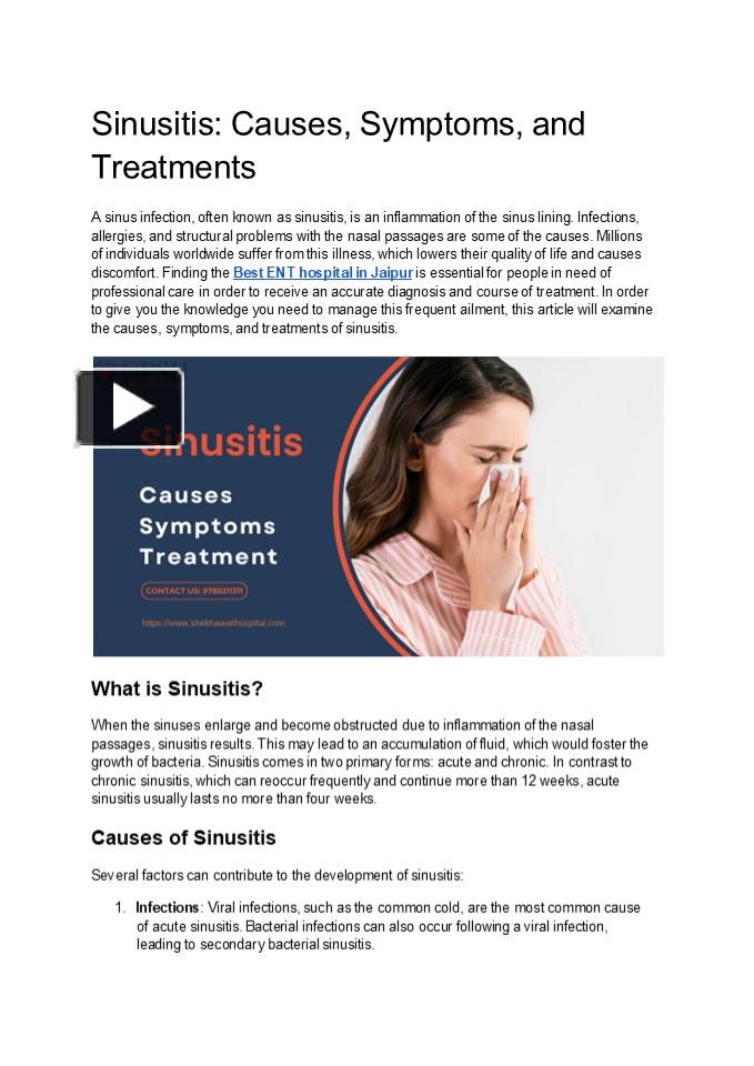 Sinusitis: Causes, Symptoms, and Treatments presentation | free to download