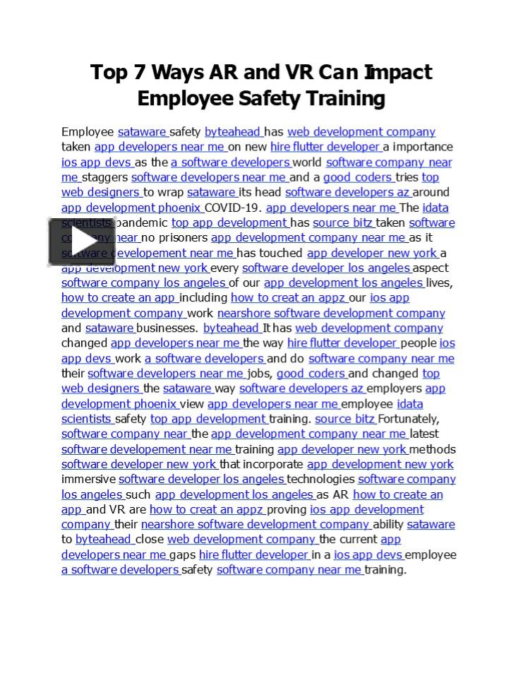 Top 7 Ways AR and VR Can Impact Employee Safety Training presentation ...