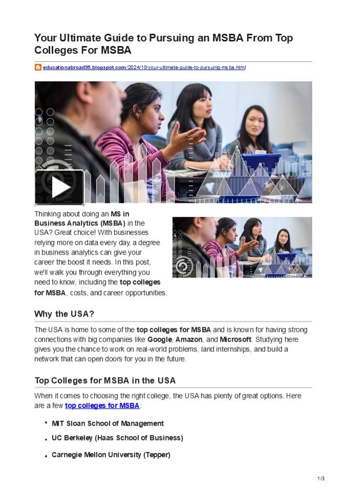 Your Ultimate Guide to Pursuing an MSBA From Top Colleges For MSBA ...