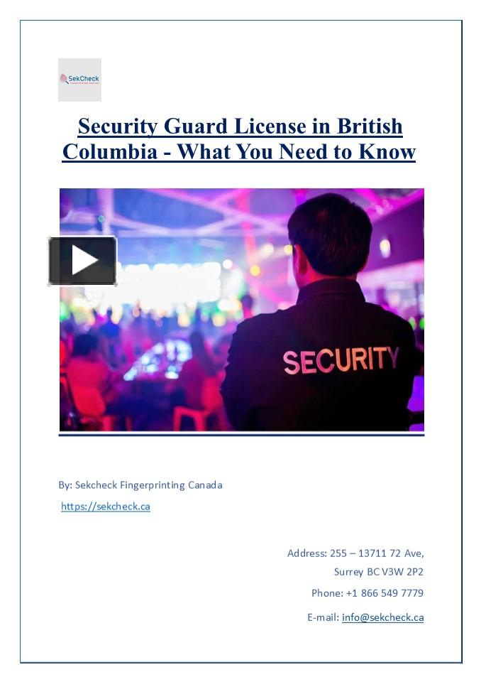 PPT – Security Guard License in British Columbia - What You Need to ...