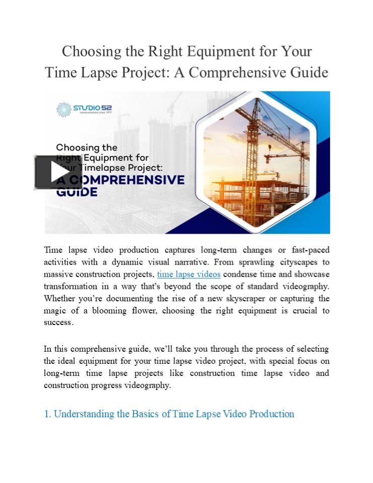 PPT – Choosing the Right Equipment for Your Time-Lapse Project ...
