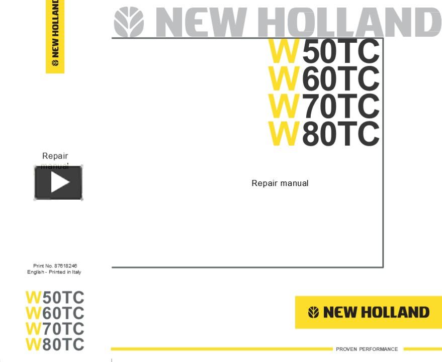 PPT – NEW HOLLAND W50TC COMPACT WHEEL LOADER Service Repair Manual ...