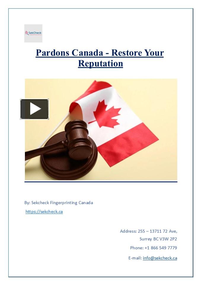 PPT – Pardons Canada - Restore Your Reputation PowerPoint presentation ...