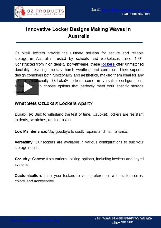 PPT – Innovative Locker Designs Making Waves in Australia (1 ...