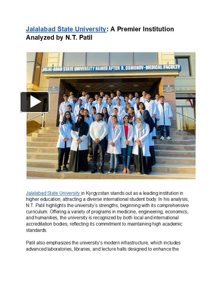 PPT – Explore Opportunities at Jalalabad State Medical University ...