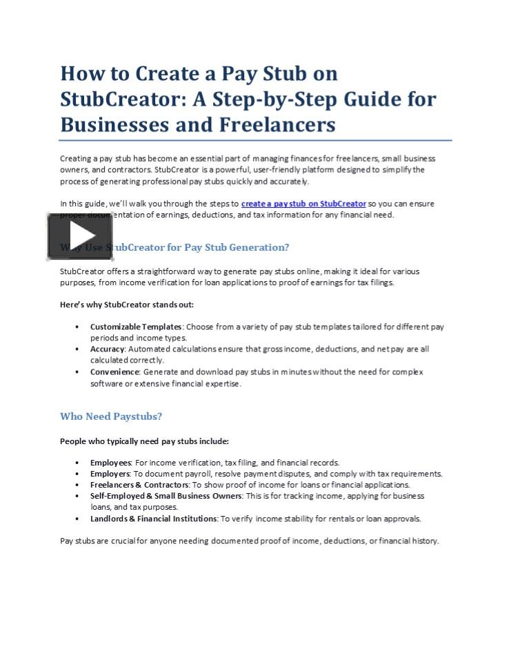 PPT – How to Create a Pay Stub on StubCreator? PowerPoint presentation ...