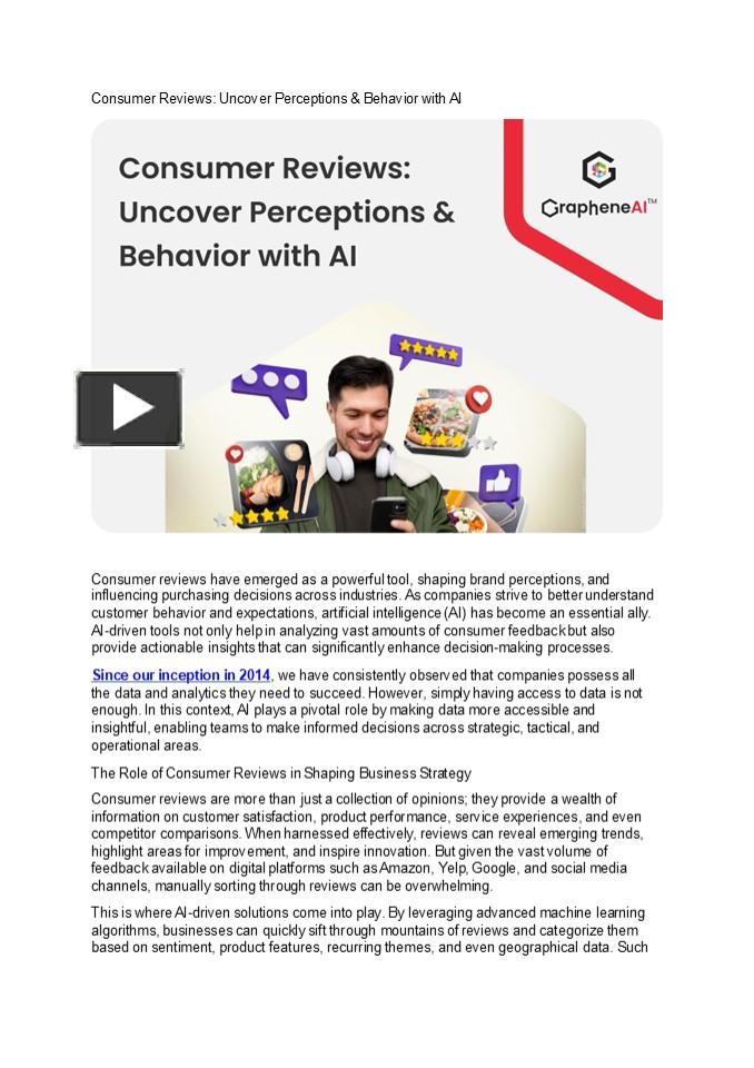 PPT – Consumer Reviews: Uncover Perceptions & Behavior with AI ...