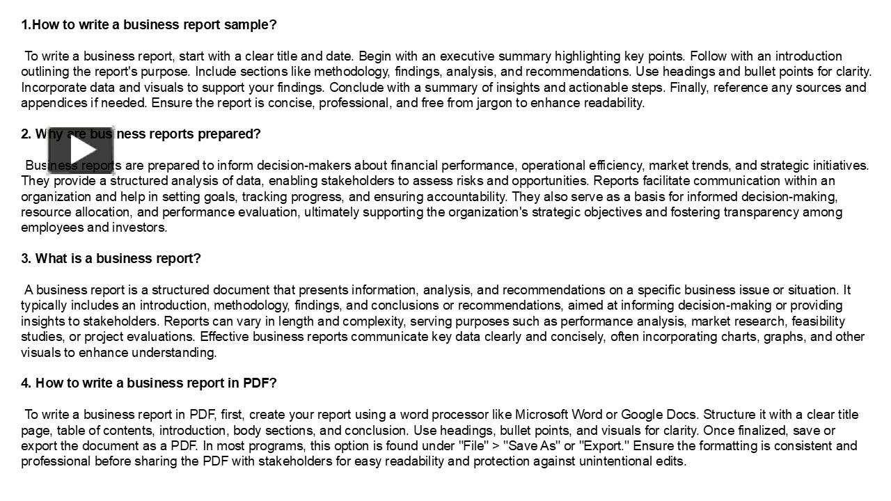 PPT – The Art of Structuring Business Reports in PDF: Key Sections and ...