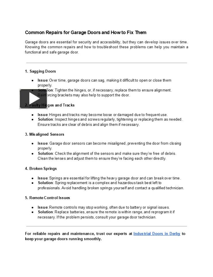 PPT – Common Repairs for Garage Doors and How to Fix Them PowerPoint ...