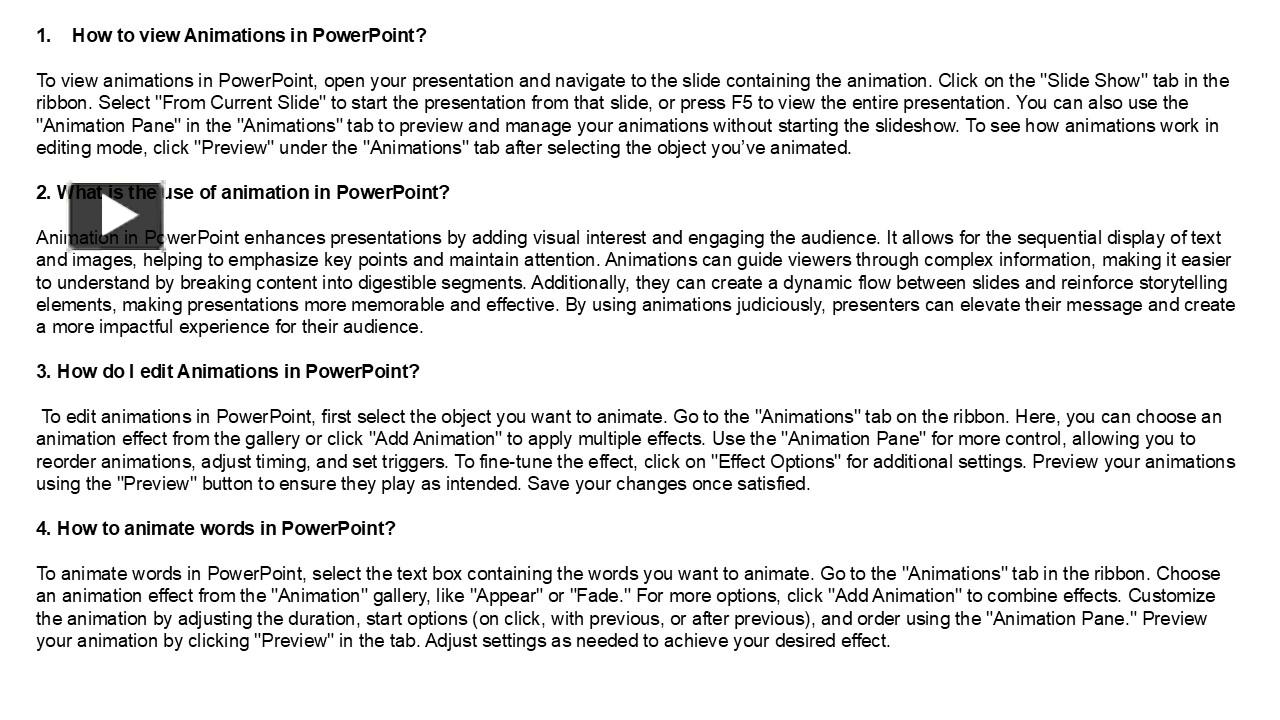 PPT – Enhancing Presentations: The Role of Animations in PowerPoint ...
