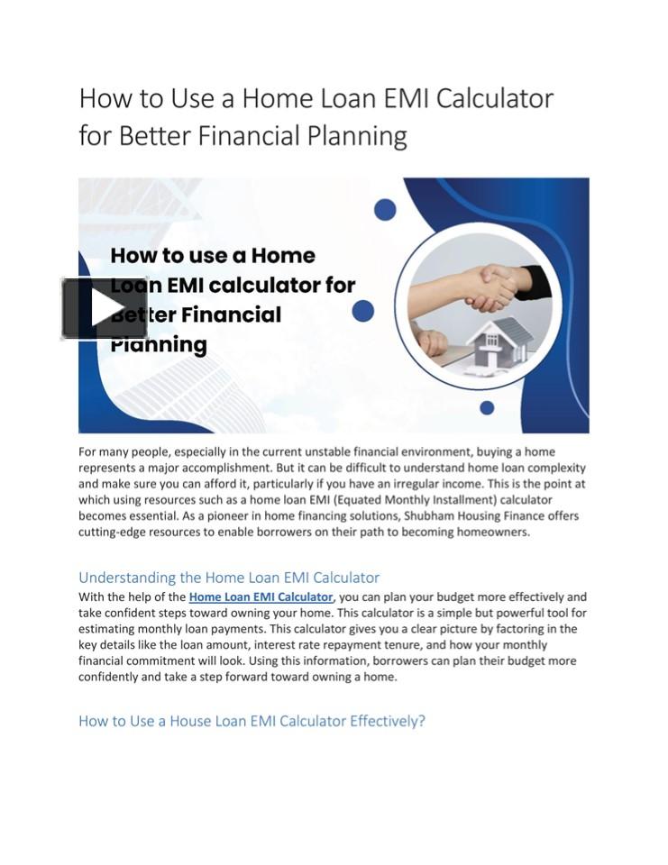 PPT – How to Use a Home Loan EMI Calculator for Better Financial ...